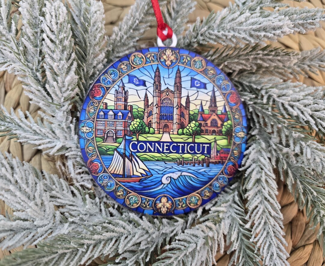 Connecticut Stained Glass Inspired Ornament: New England Keepsake - Etsy