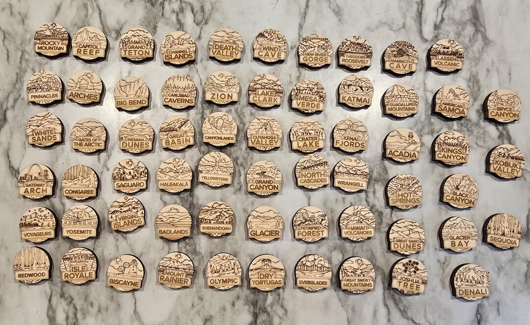63 National Park Wooden Tokens: Adventure Tracker Keepsakes - Etsy