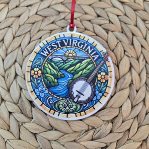 West Virginia Stained Glass Inspired Ornament: Printed Acrylic Keepsake ...