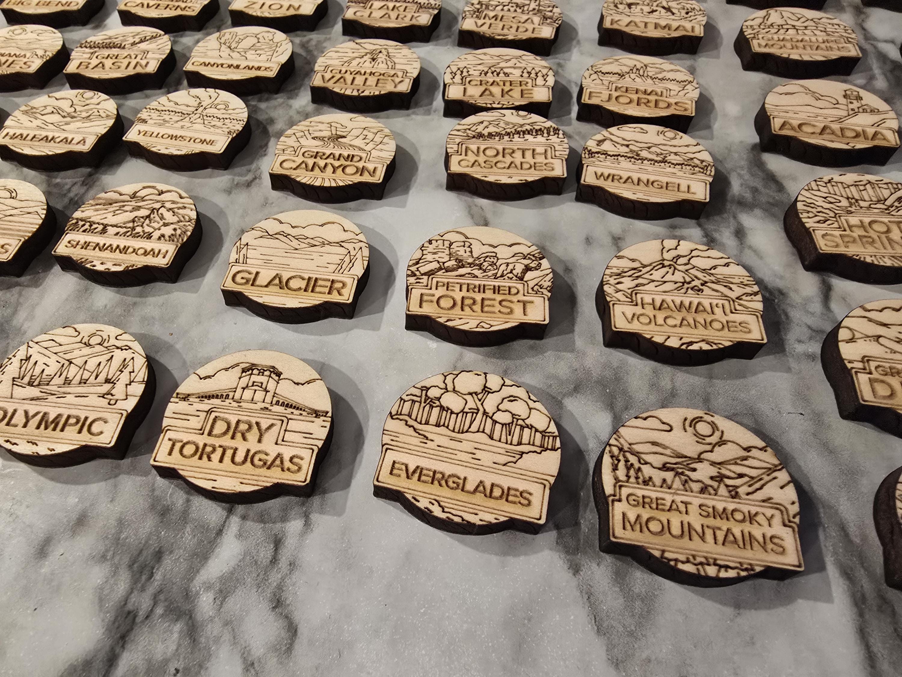 63 National Park Wooden Tokens: Adventure Tracker Keepsakes - Etsy