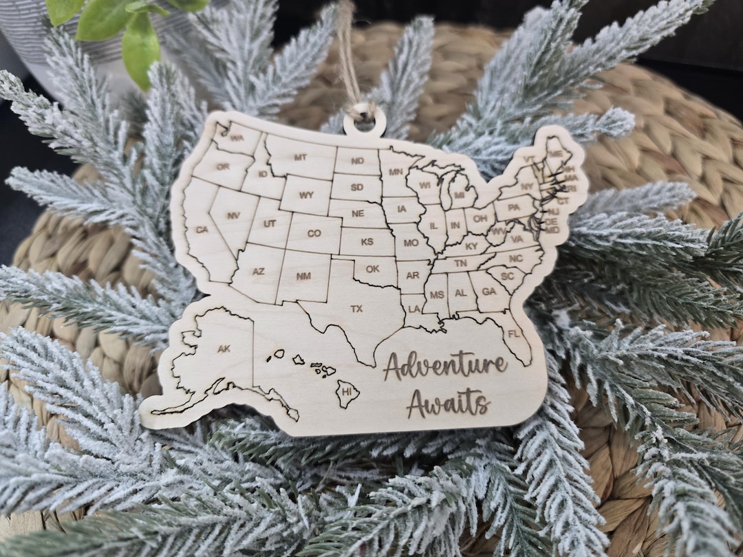 Personalized US Travel Map. Choose Ornament or Magnet. Color-in ...