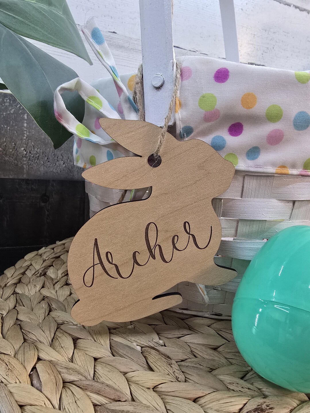Personalized Wooden Bunny Name Tag |custom Easter Basket Tag | Engraved ...