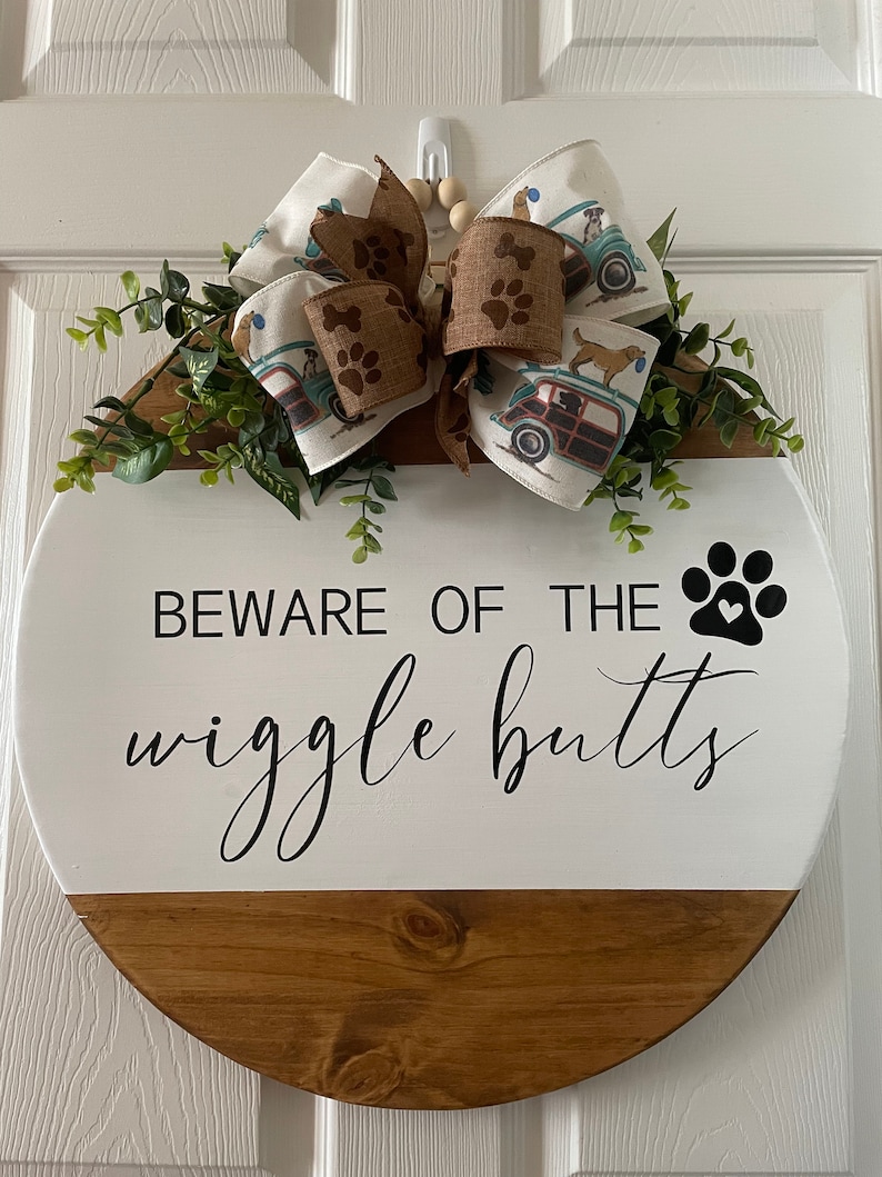 Wiggle Butts Sign, Interchangeable Dog Sign, Dog Paw, Door Hanger ...