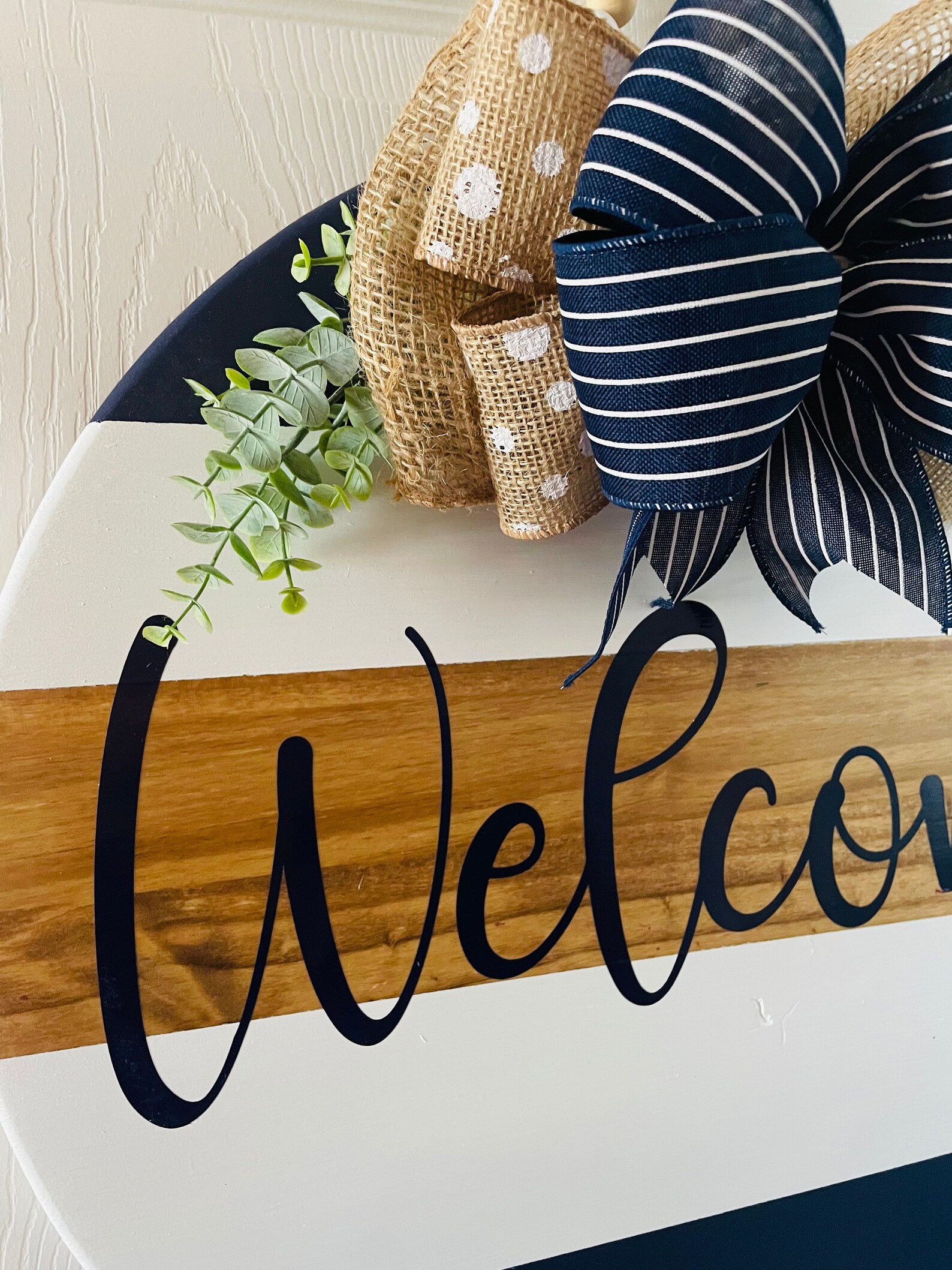 Welcome Sign W Interchangeable Bow, Door Wreath, Wooden Sign, Front ...