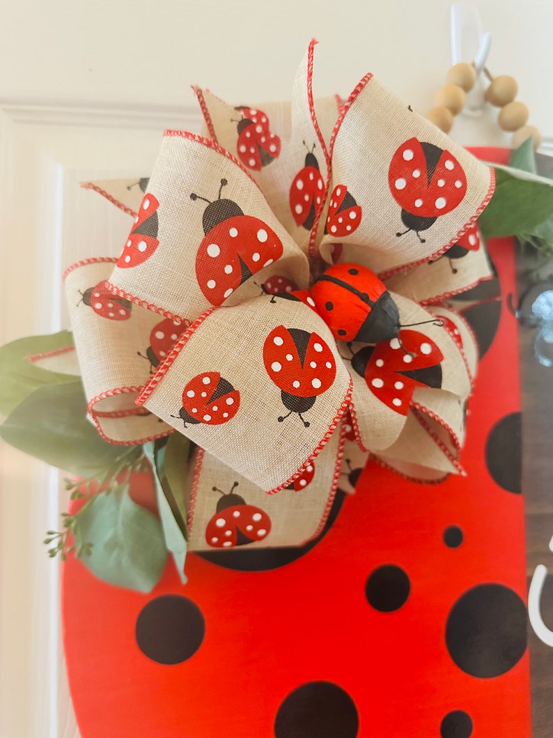 Hi. Hey. Hello. Ladybug Sign, Door Hanger With Interchangeable Bow ...