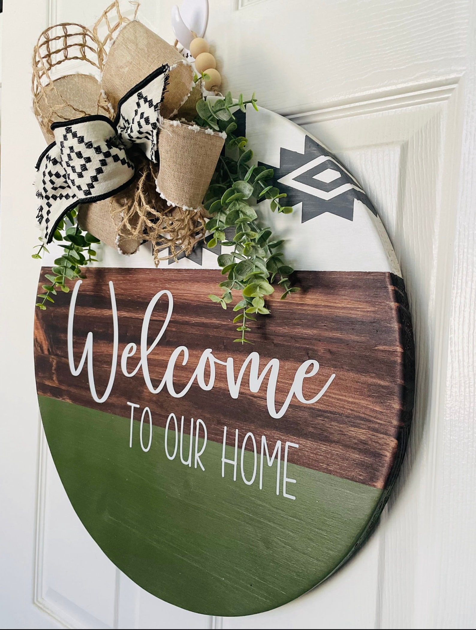 Tribal, Welcome to Our Home Door Hanger With Interchangeable Bow, Green ...