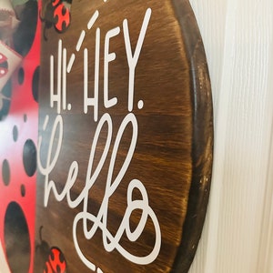 Hi. Hey. Hello. Ladybug Sign, Door Hanger With Interchangeable Bow ...