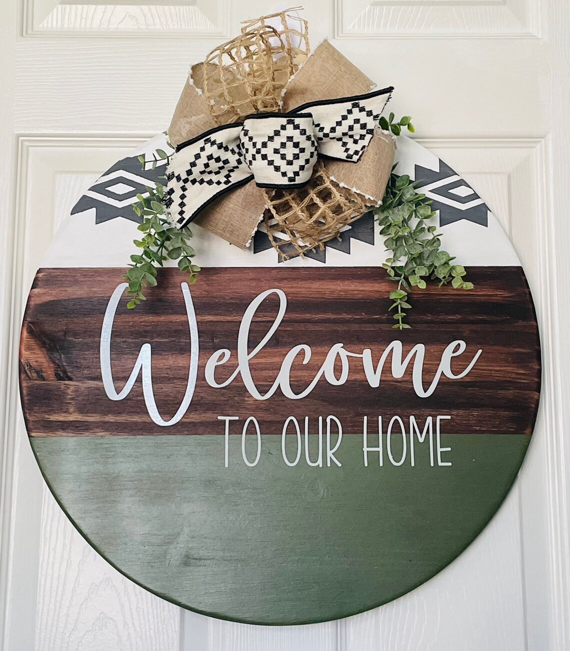 Tribal, Welcome to Our Home Door Hanger With Interchangeable Bow, Green ...