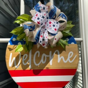 American Flag, Patriotic Welcome Sign, Red/white/blue, Polka Dots ...