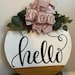 Hello Sign With Interchangeable Bow, Round Wooden Door Hanger, Custom ...