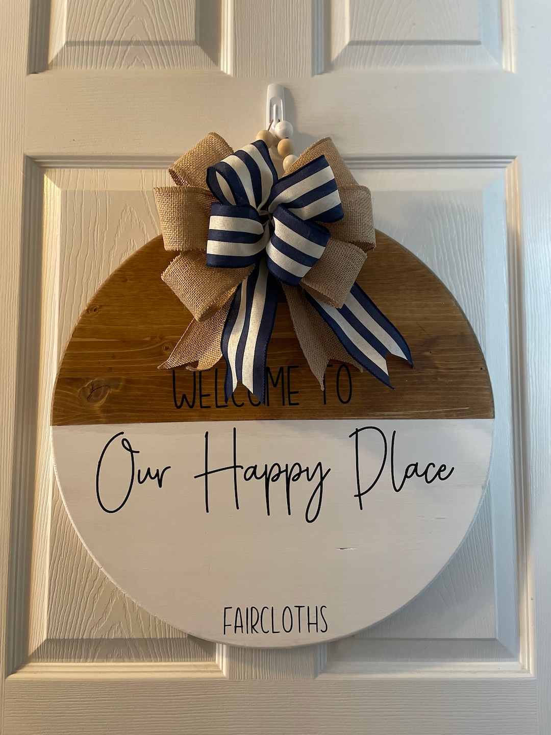 Our Happy Place, Door Hanger, Front Door Decor, Housewarming Gift ...