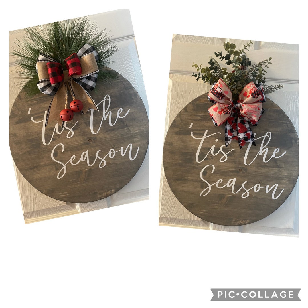 Tis the Season Sign, Door Sign, Round Sign, Wooden Sign - Etsy