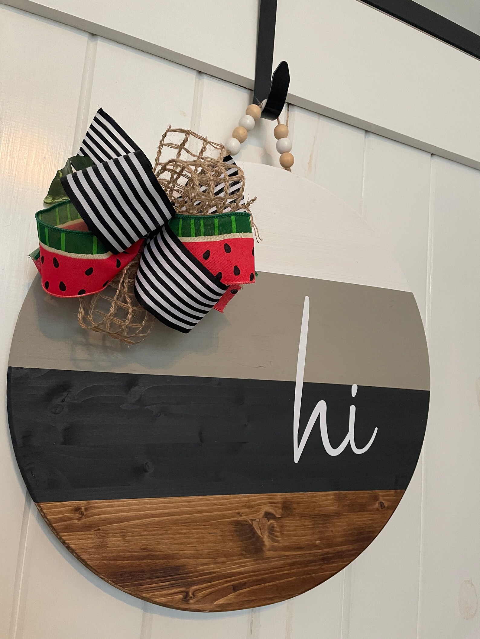 Hi Sign, Interchangeable Welcome Sign, Door Wreath, Wood Sign, Front ...