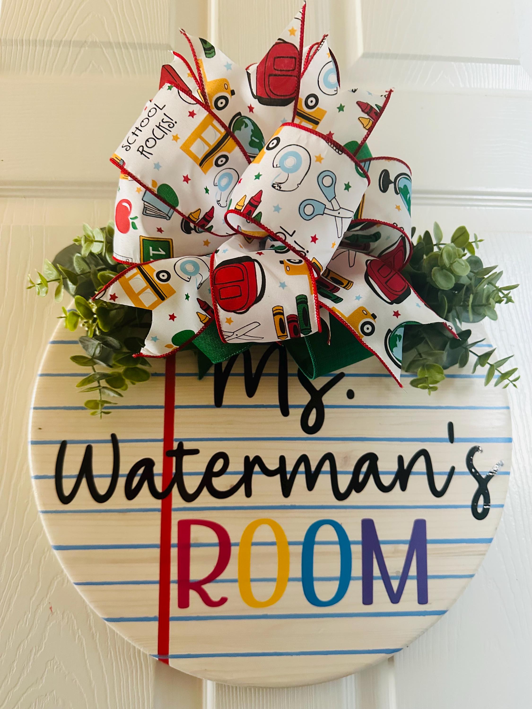 Teacher Classroom Sign, Hanging Door Sign With Interchangeable Bows ...