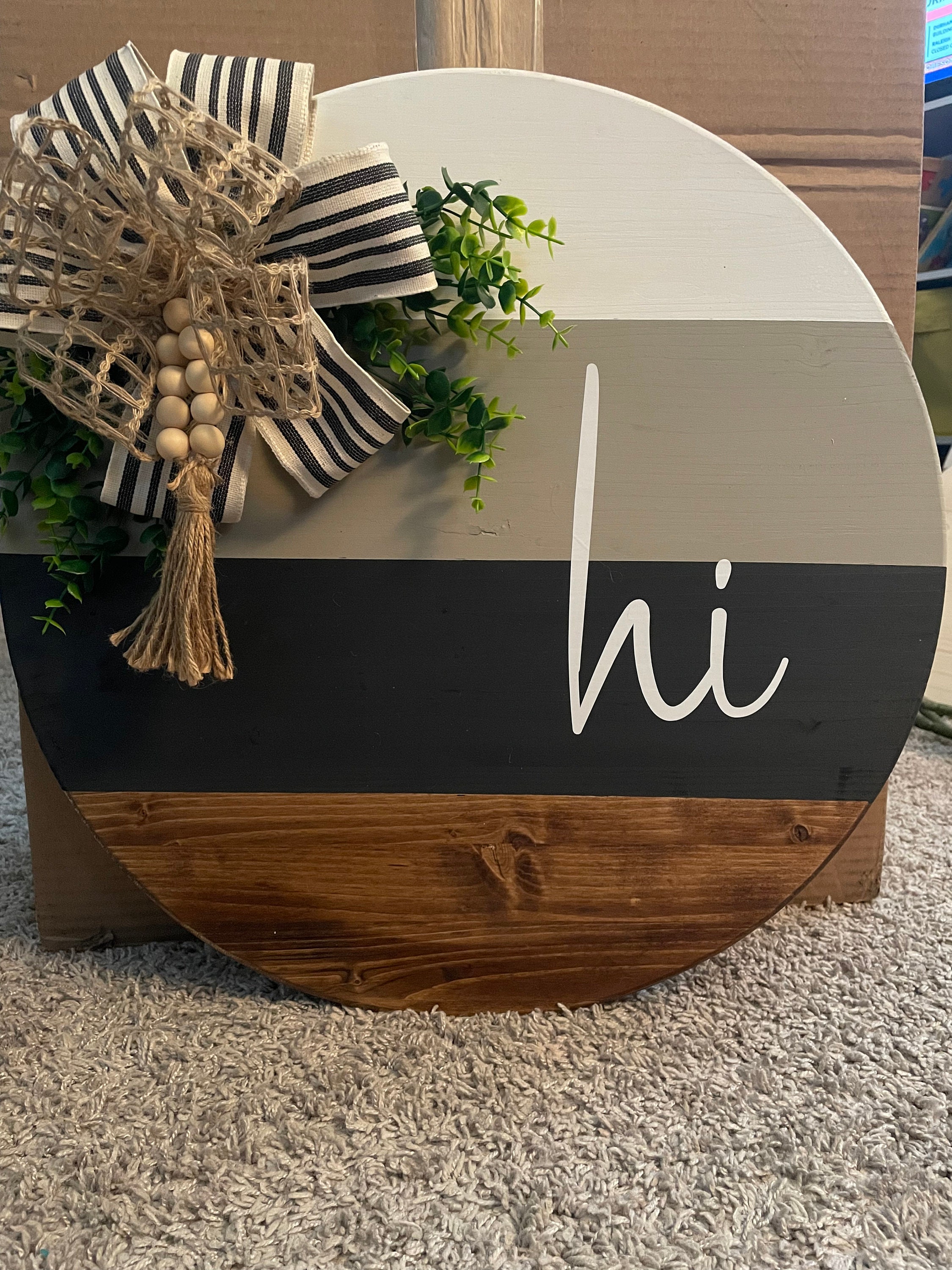 Hi Sign, Interchangeable Welcome Sign, Door Wreath, Front Door Decor ...