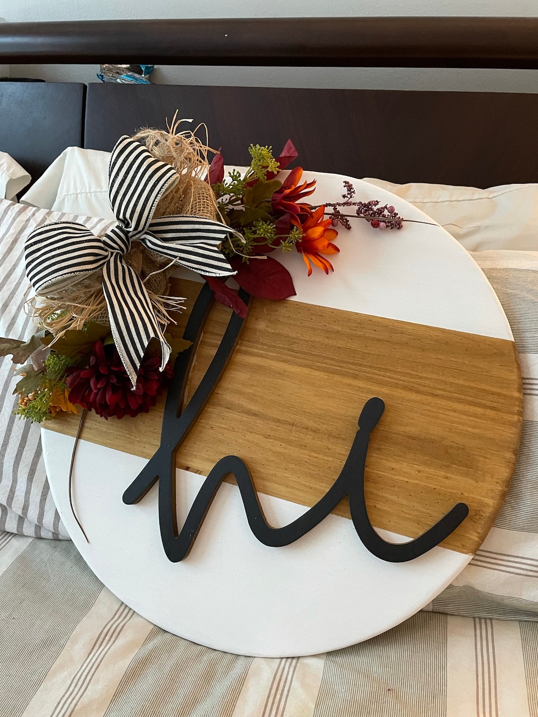 Hi Sign, Interchangeable Welcome Sign, Door Wreath, Wood, Front Door ...