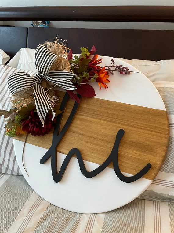 Hi Sign Interchangeable Welcome Sign Door Wreath Wood - Etsy