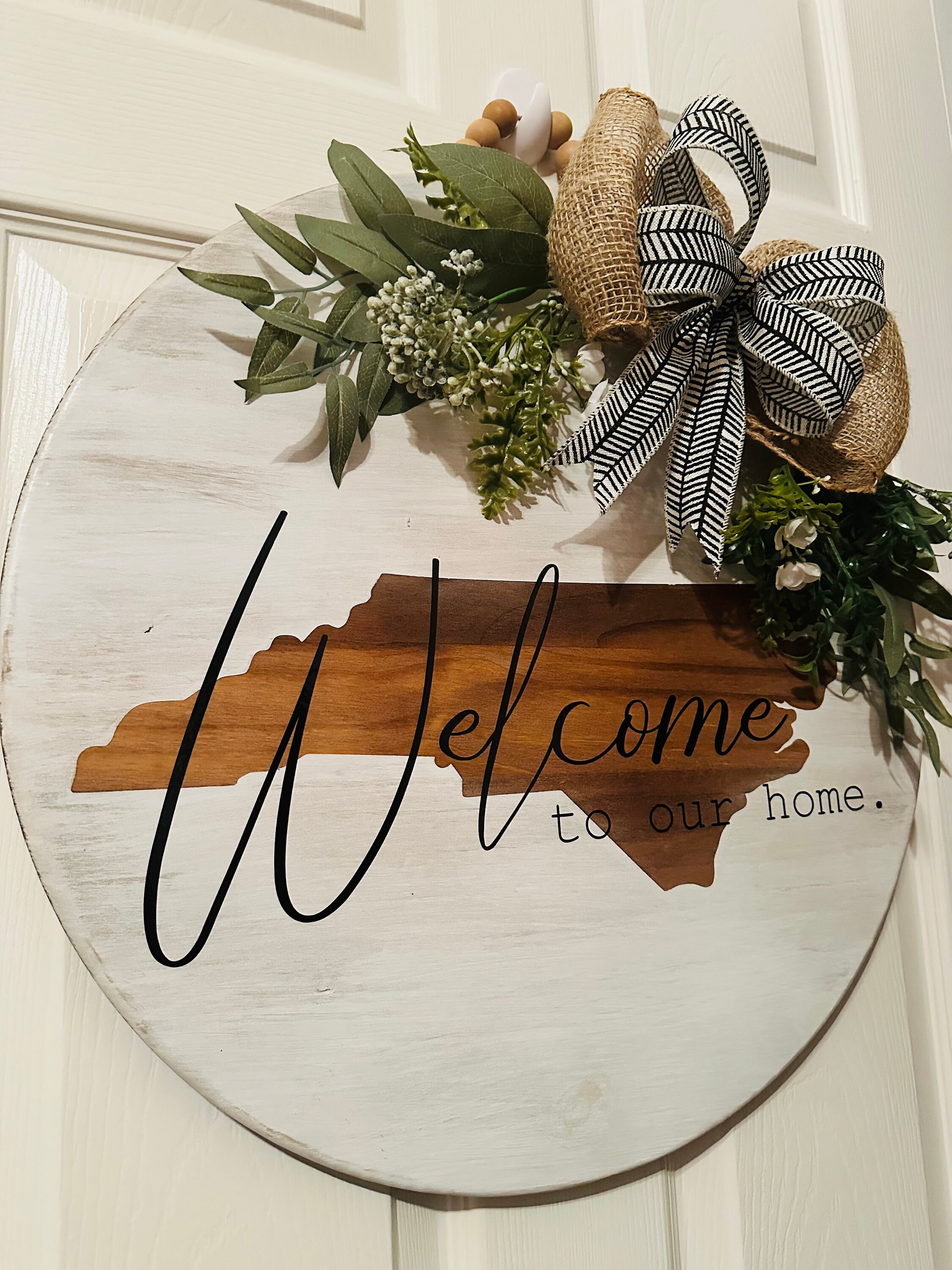 State Welcome Sign, North Carolina, Wooden Door Hanging Sign, Wall Art ...