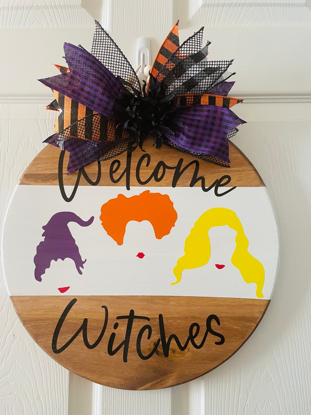 Welcome Witches, Hocus Pocus, Halloween, Door Hanger, Round Wood Sign ...