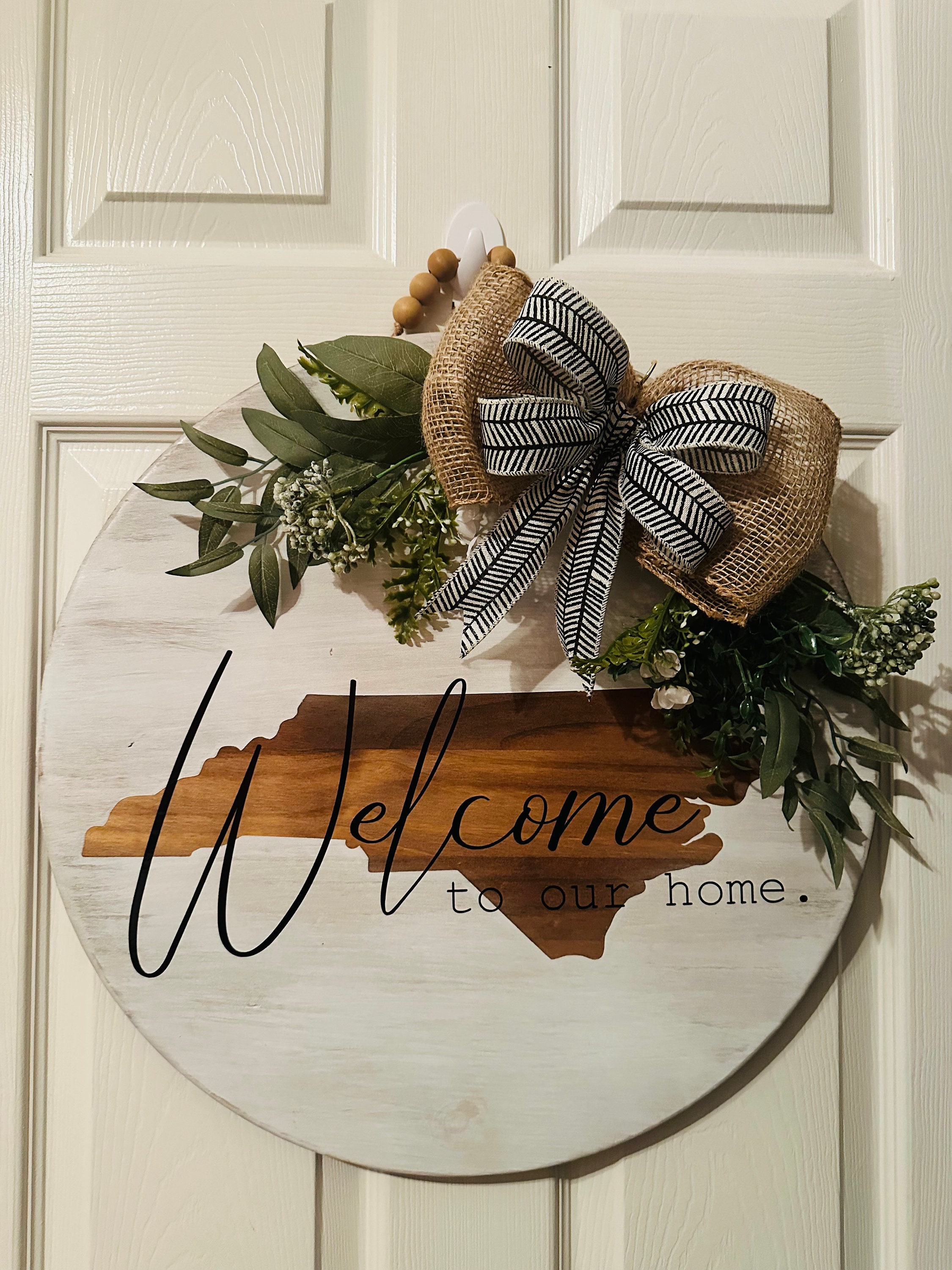 State Welcome Sign, North Carolina, Wooden Door Hanging Sign, Wall Art ...