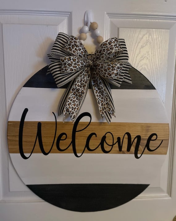 Interchangeable Welcome Sign Door Hanger Black and White - Etsy