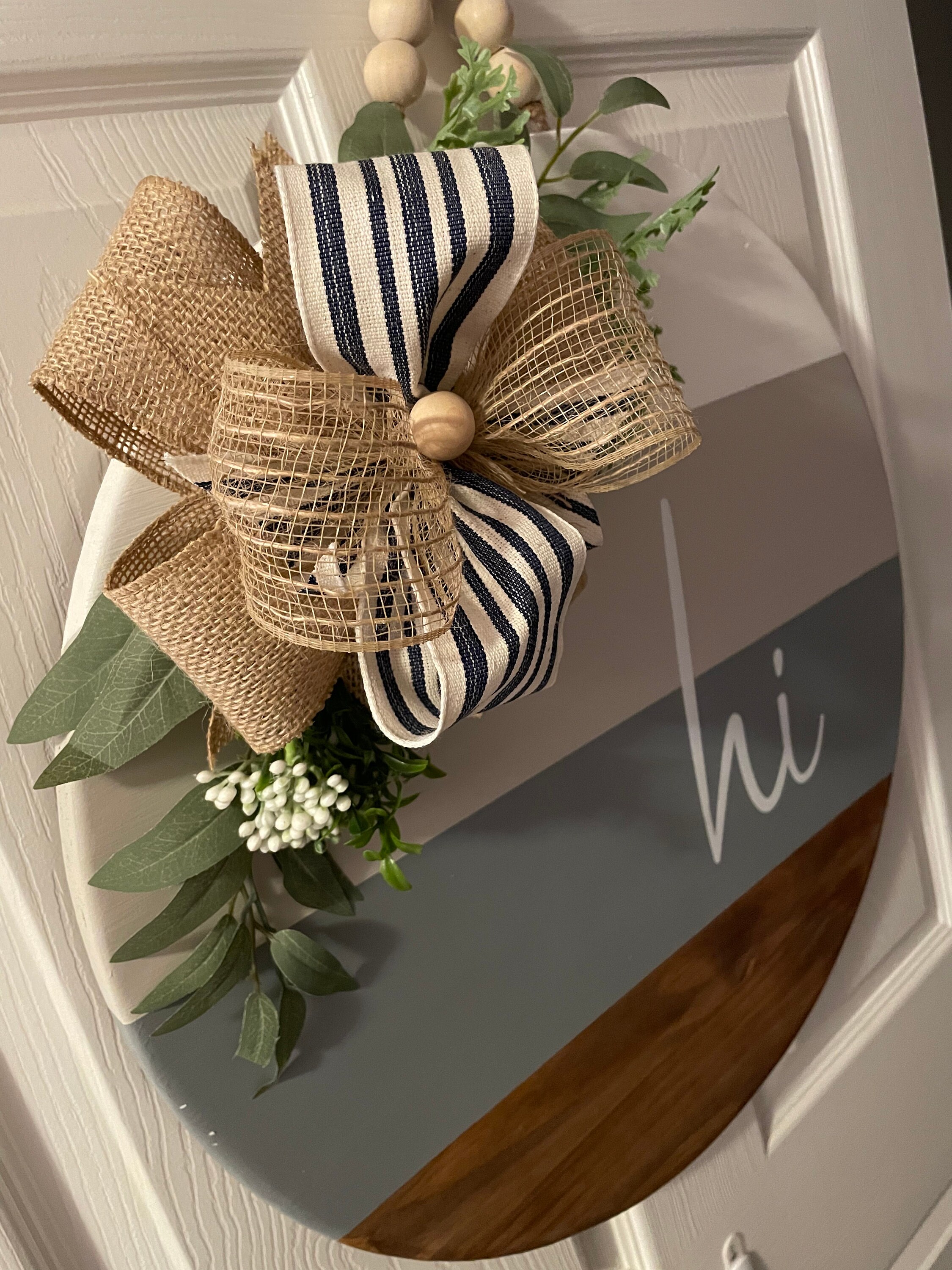 Hi Sign, Interchangeable Welcome Sign, Door Wreath, Wood Sign, Front ...