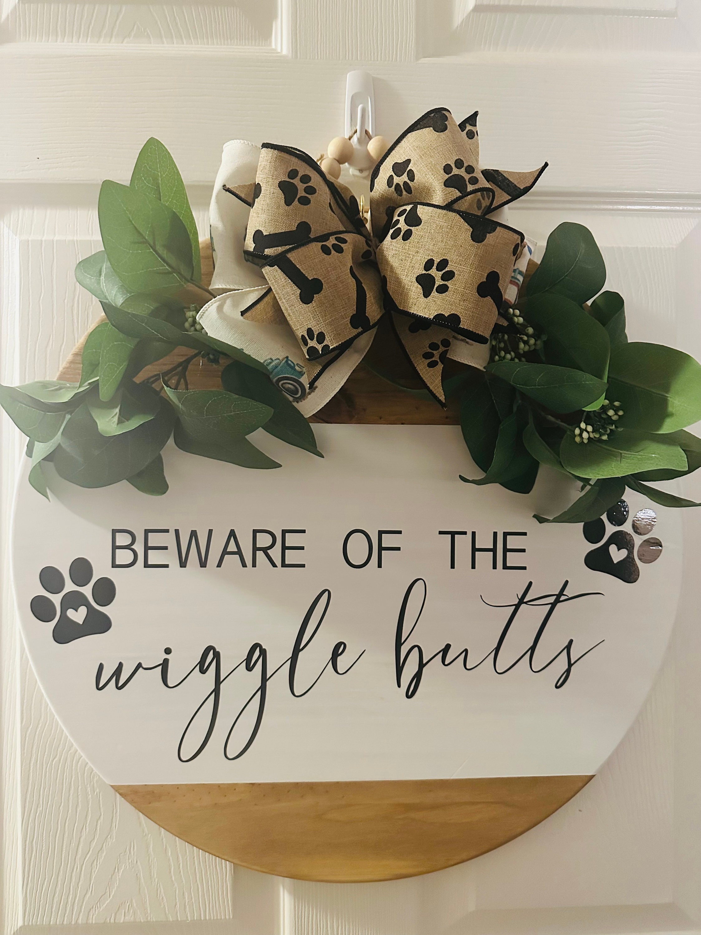 Wiggle Butts Sign, Interchangeable Dog Sign, Dog Paw, Door Hanger ...
