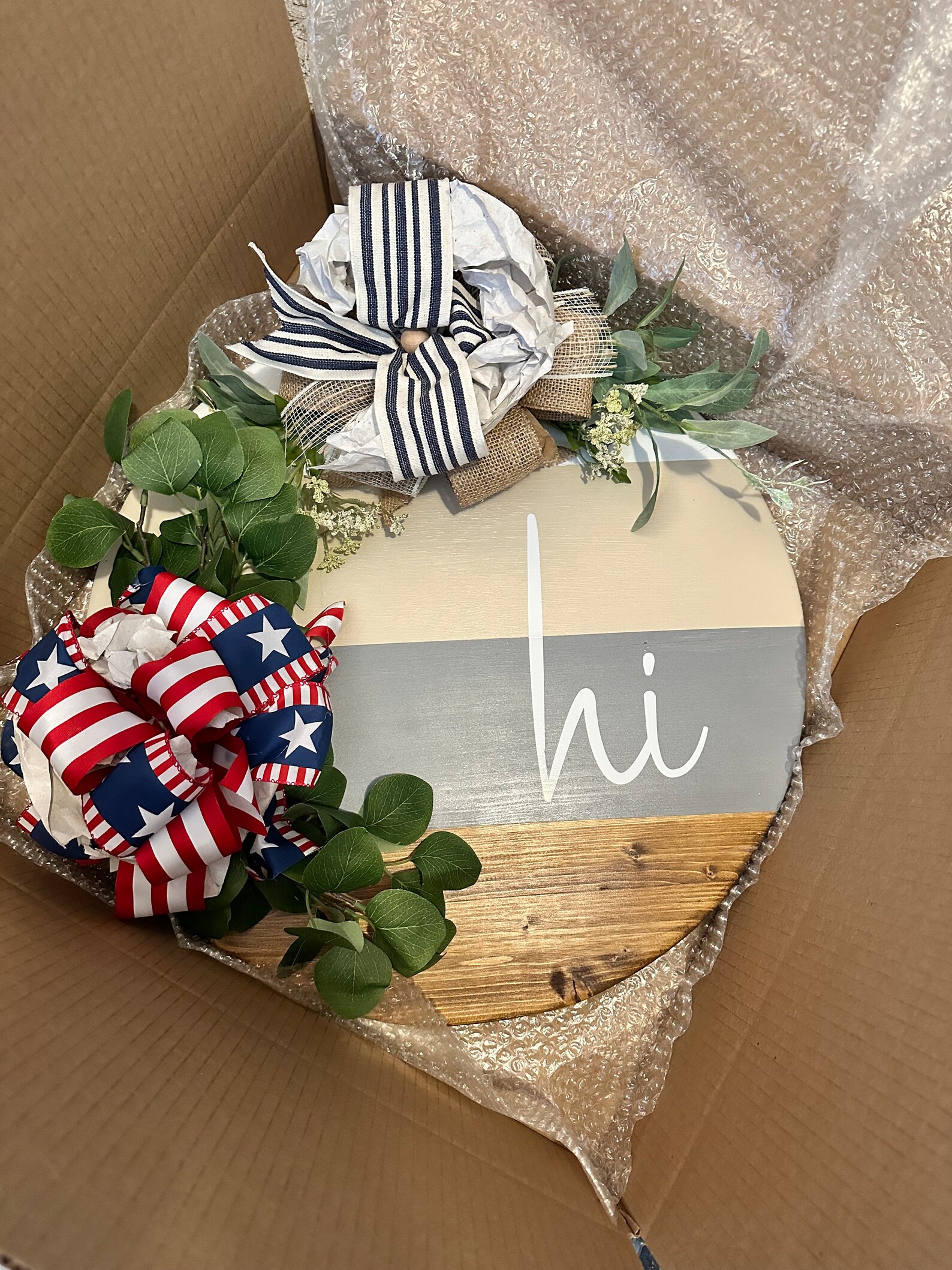 Hi Sign, Interchangeable Welcome Sign, Door Wreath, Wood Sign, Front ...