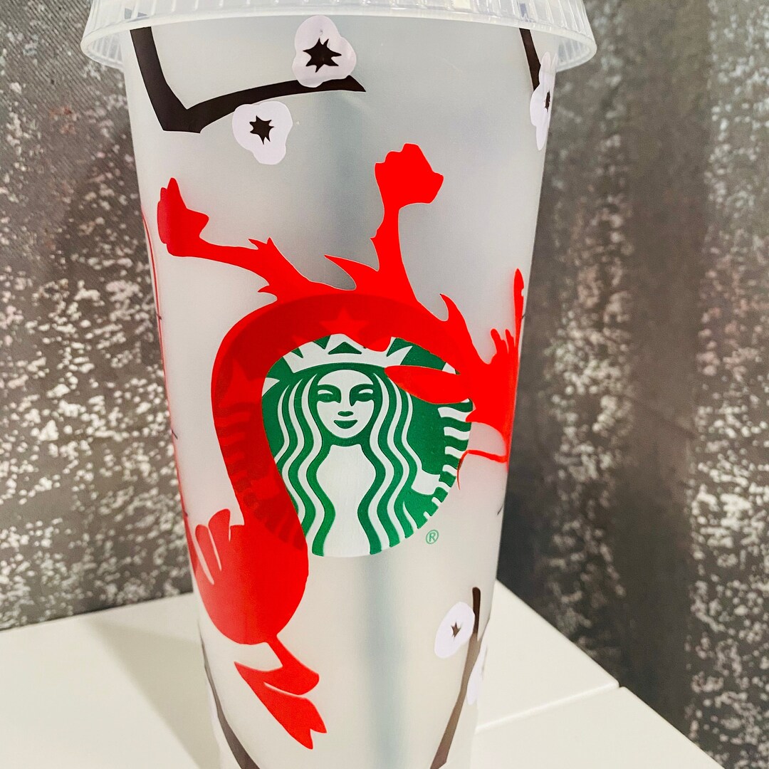 Mulan Themed Mushu With Cherry Blossom Tree Starbucks Cup - Etsy