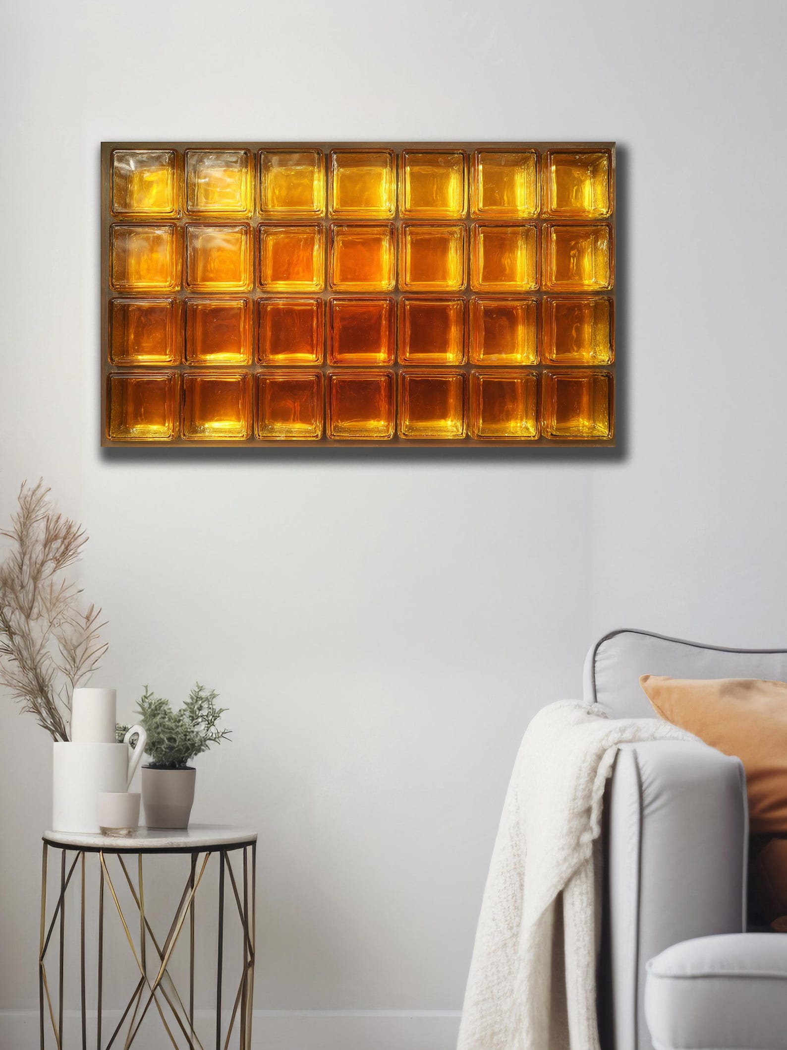 Tempered Glass Backsplash for Stove – Amber Glass Blocks Look - Etsy