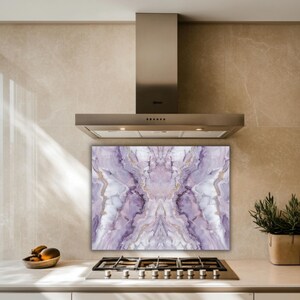 Book-matched Purple Caesar Stone Marble Glass Backsplash, UV Printed ...