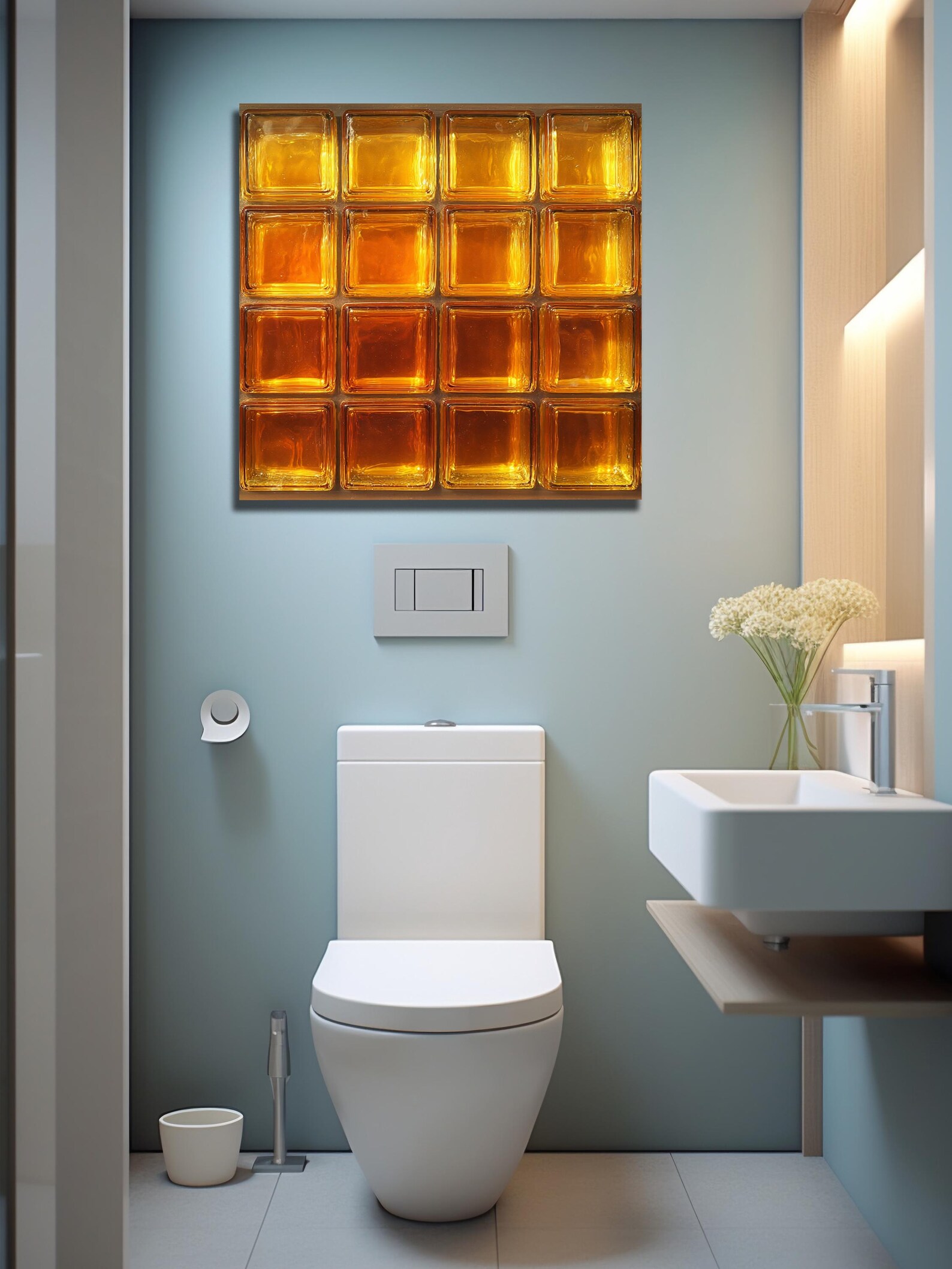 Tempered Glass Backsplash for Stove – Amber Glass Blocks Look - Etsy