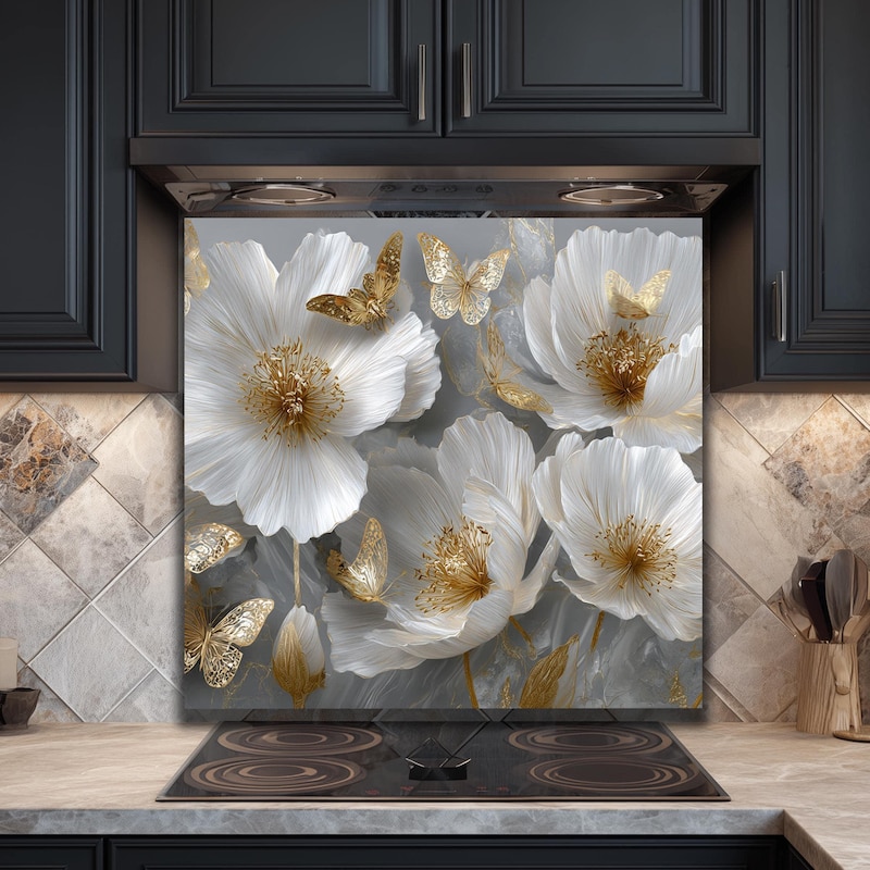 Peony Tempered Backsplash - Etsy
