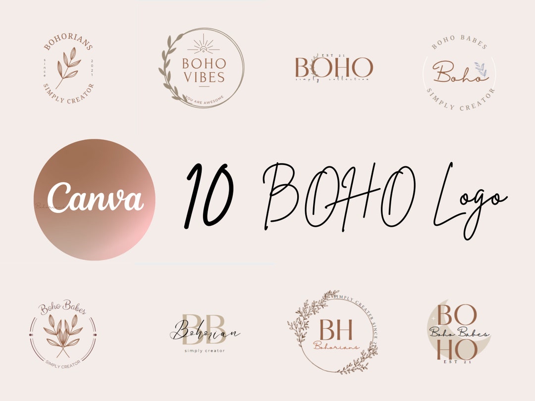10 Logos BOHO Design Template / DIY Logo / Custom Logo / Branding Logo ...