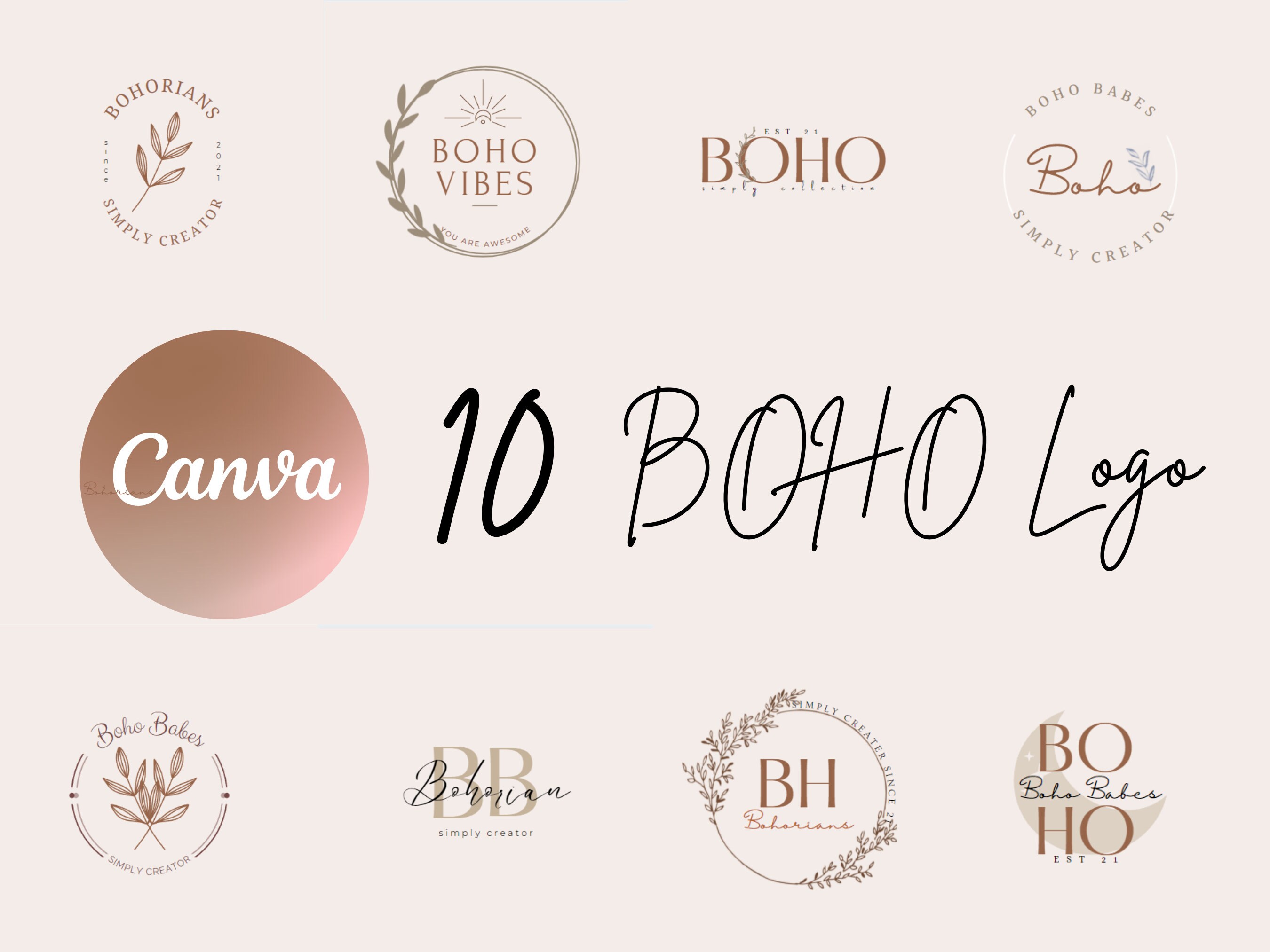 10 Logos BOHO Design Template / DIY Logo / Custom Logo / - Etsy