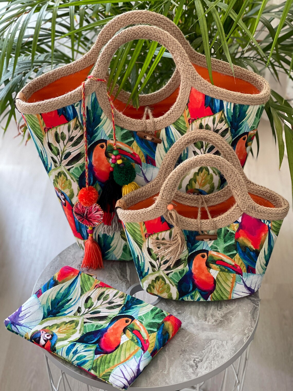 Exotic Birds Luxury Bag, Digital Print Fabric, Summer Tote Bag Daily or ...