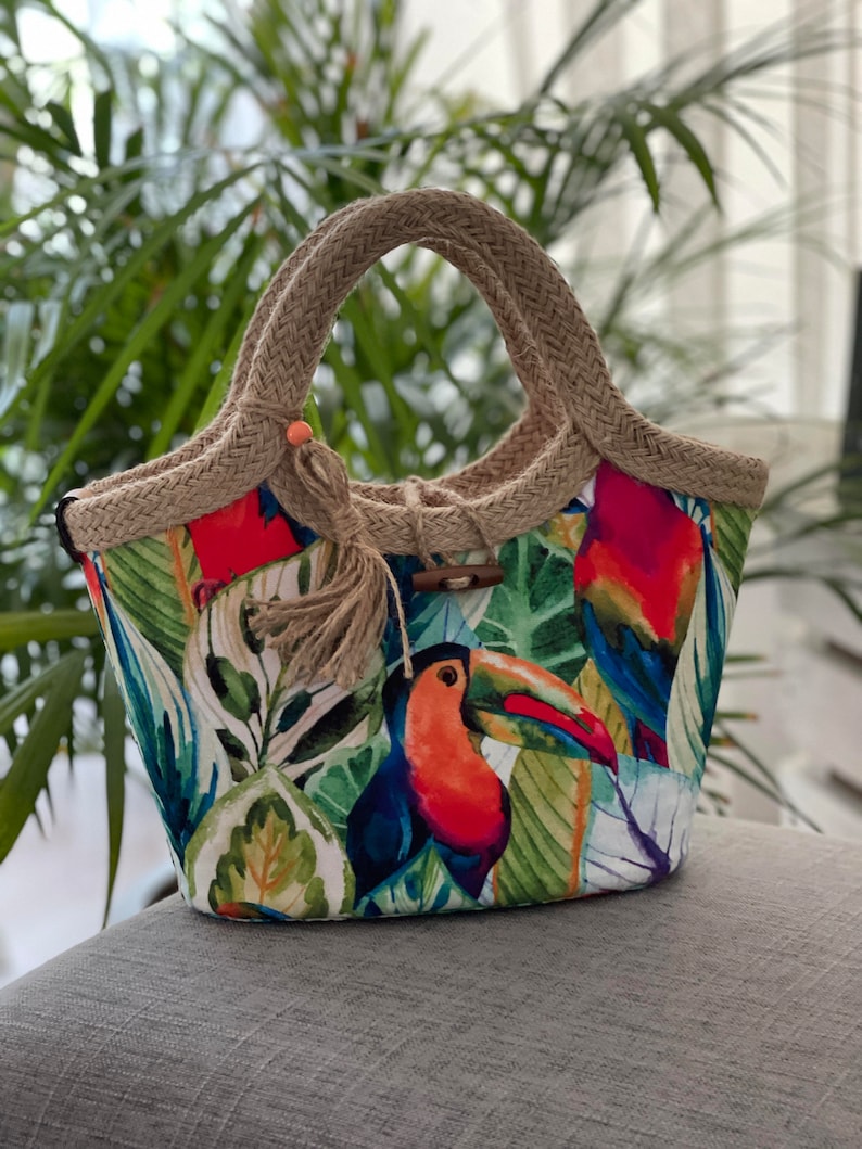 Exotic Birds Luxury Bag, Digital Print Fabric, Summer Tote Bag Daily or ...