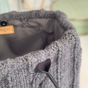 Crochet Bag, Luxury Bag, Dark Grey Bag Knitted Tote Bag, Woolen Yarn ...