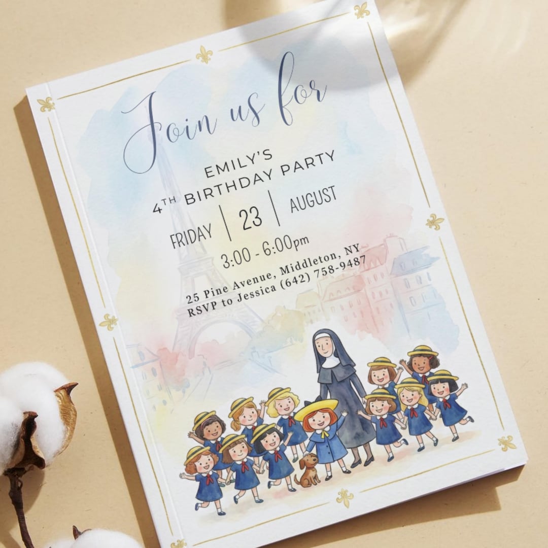 Madeline Birthday Invitation, Watercolor (toddler & Preschool Party ...