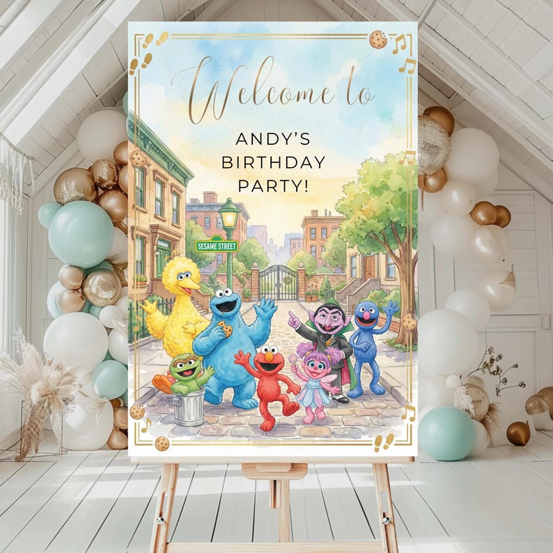 Cute Kids Birthday Welcome Board, Happy Monster Theme, Toddler ...