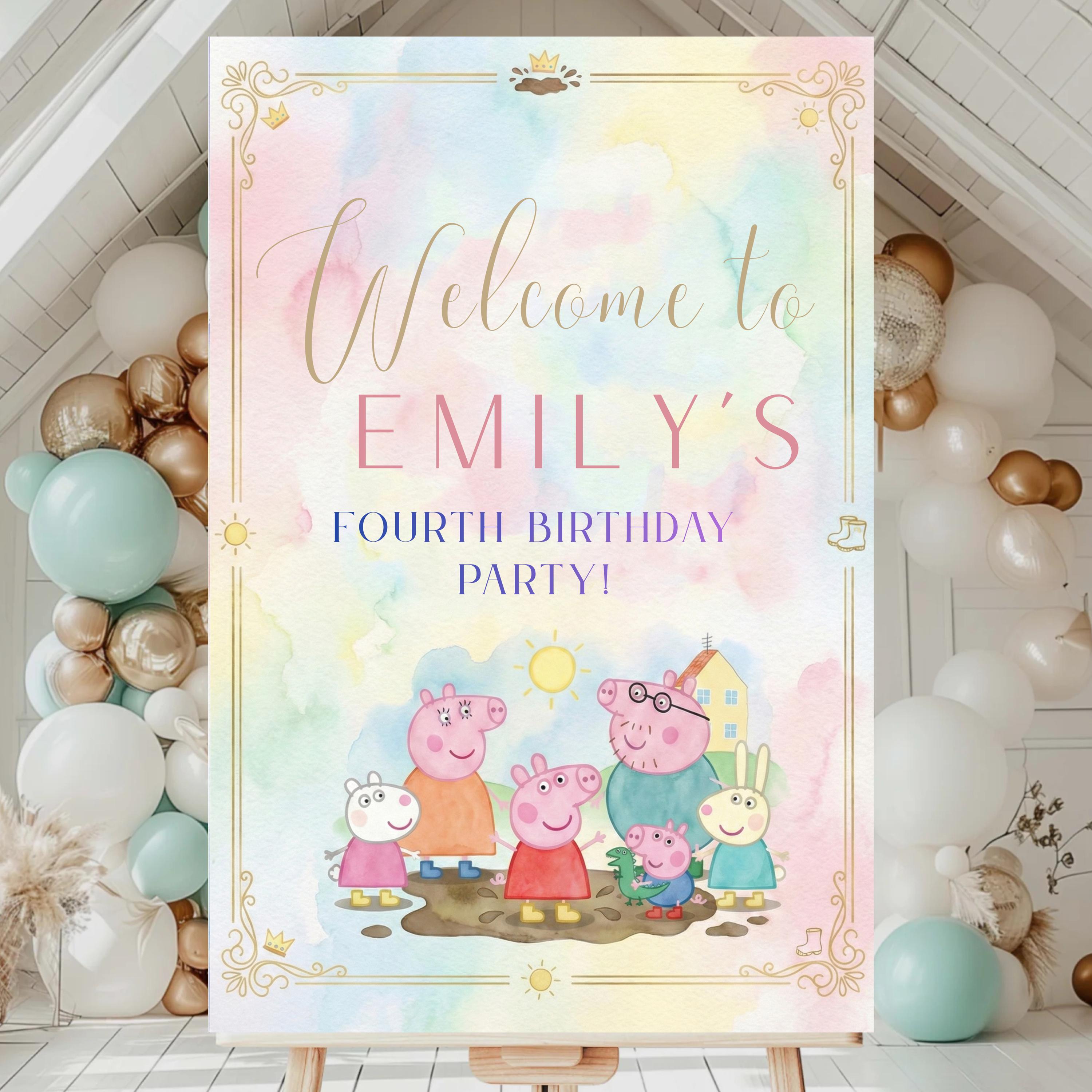 Peppa Pig Inspired Birthday Welcome Sign Board (editable Digital ...