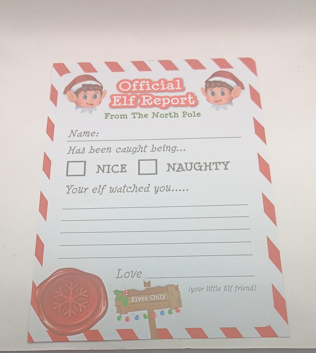 Christmas Official Elf Reports, Pack of 25, A5 Paper Report, Encourage ...