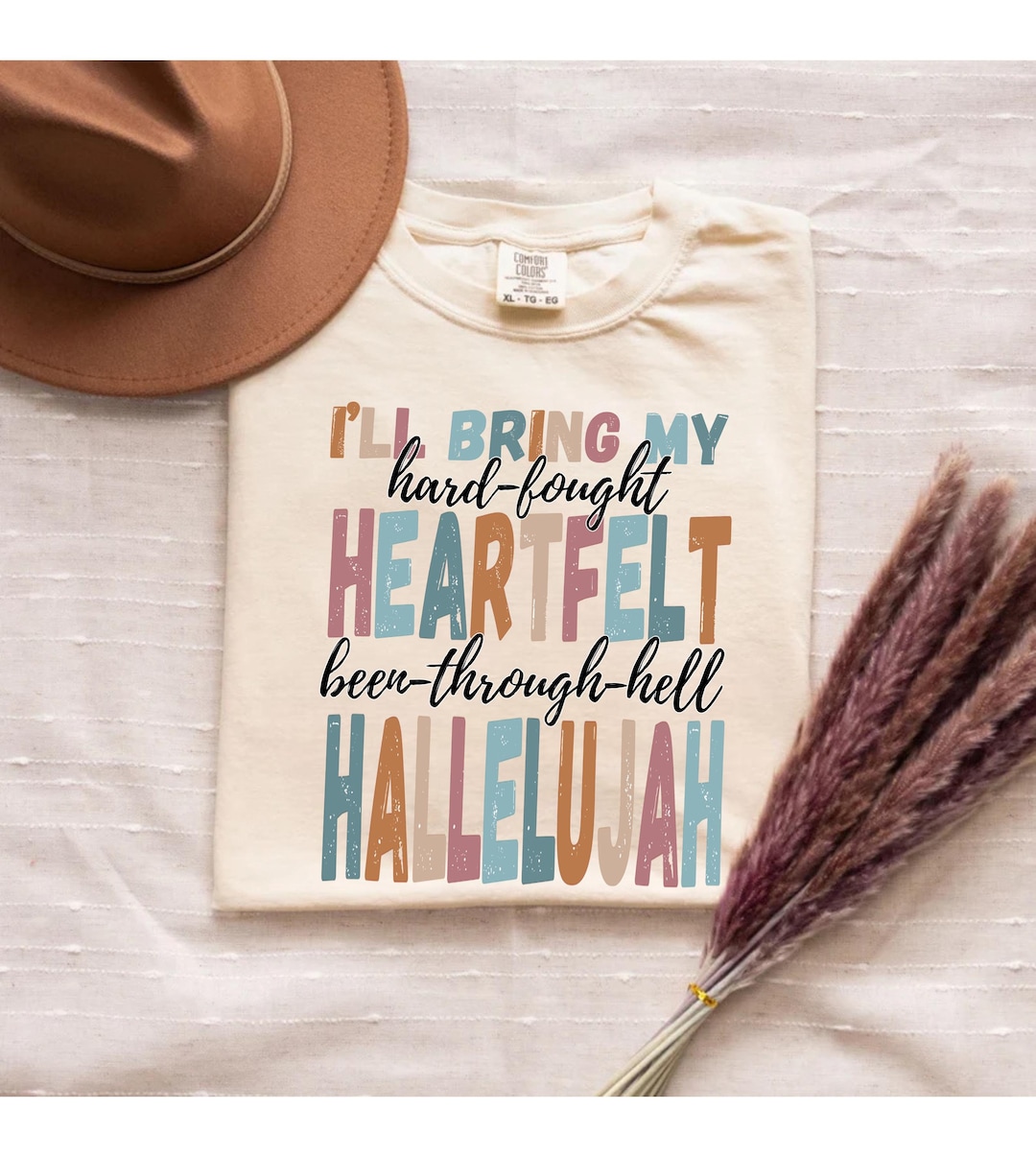 Hard Fought Hallelujah Comfort Colors® Brandon Lake Song Unisex T Shirt Concert Tee Colorful