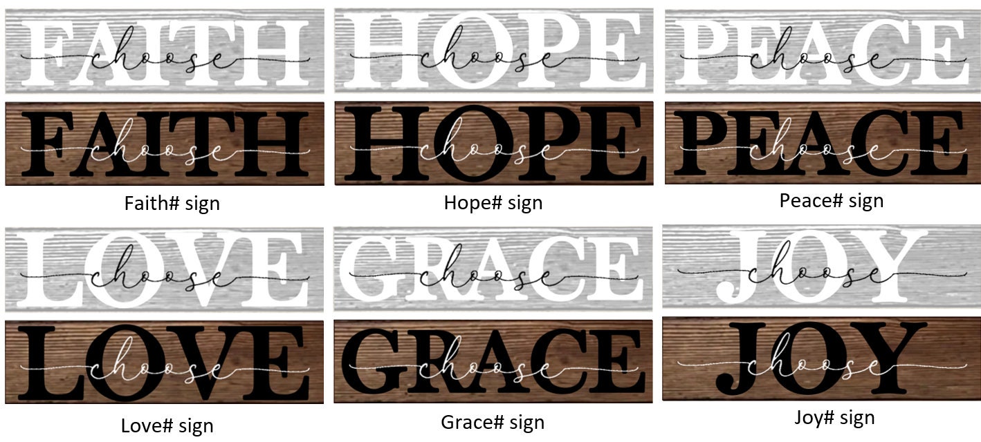 Faith, Hope, Love, Peace, Joy, Grace, Christian Wall Art, Christian ...