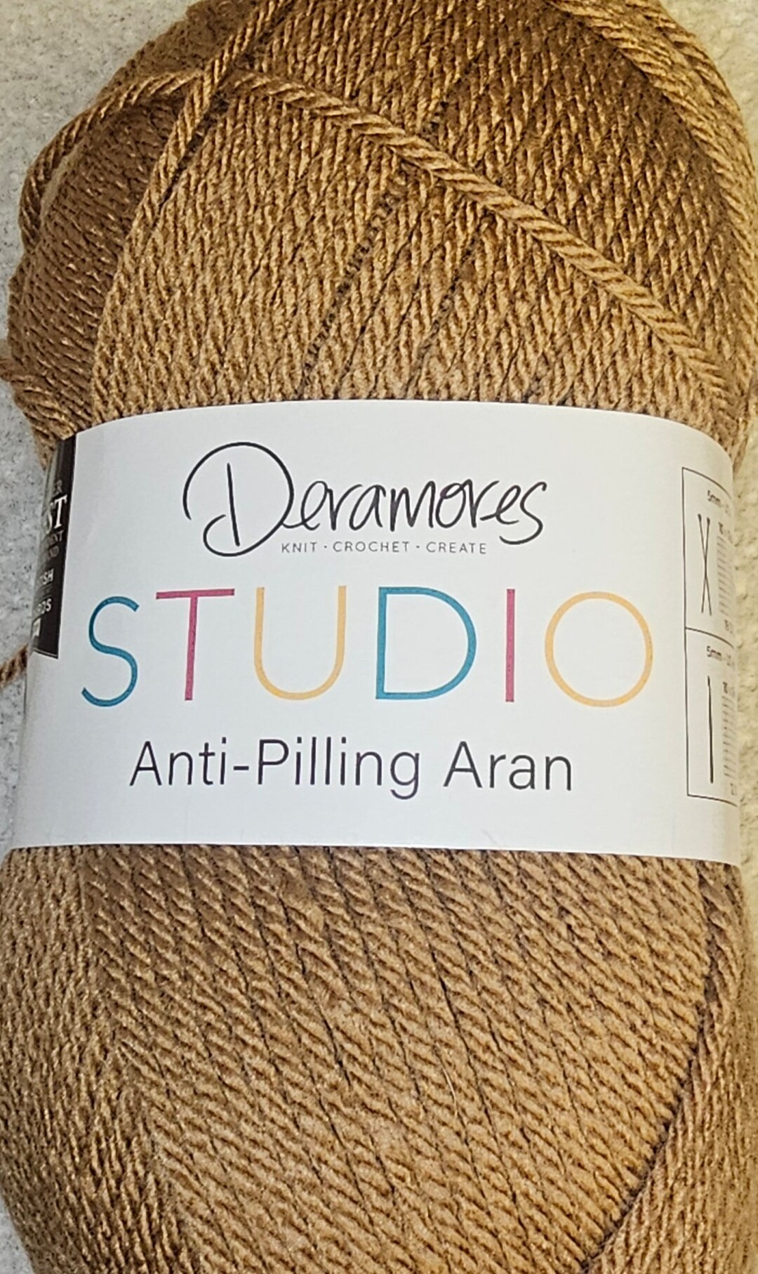 Studio Aran Anti-pilling Yarn in Caramel. Deramores. - Etsy