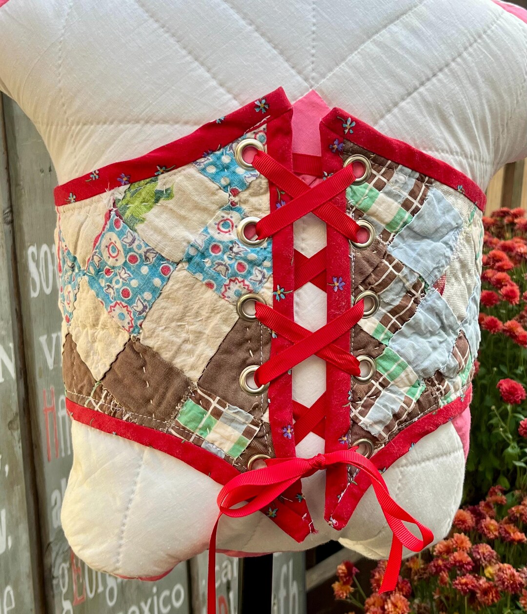 Repurposed Vintage Quilt Handmade Coat Bustier Corset Vest Belt - Etsy