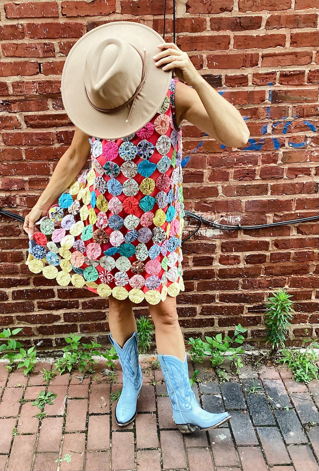 Handmade Vintage Patchwork Quilt Top Boat Neck Swing Sundress - Etsy
