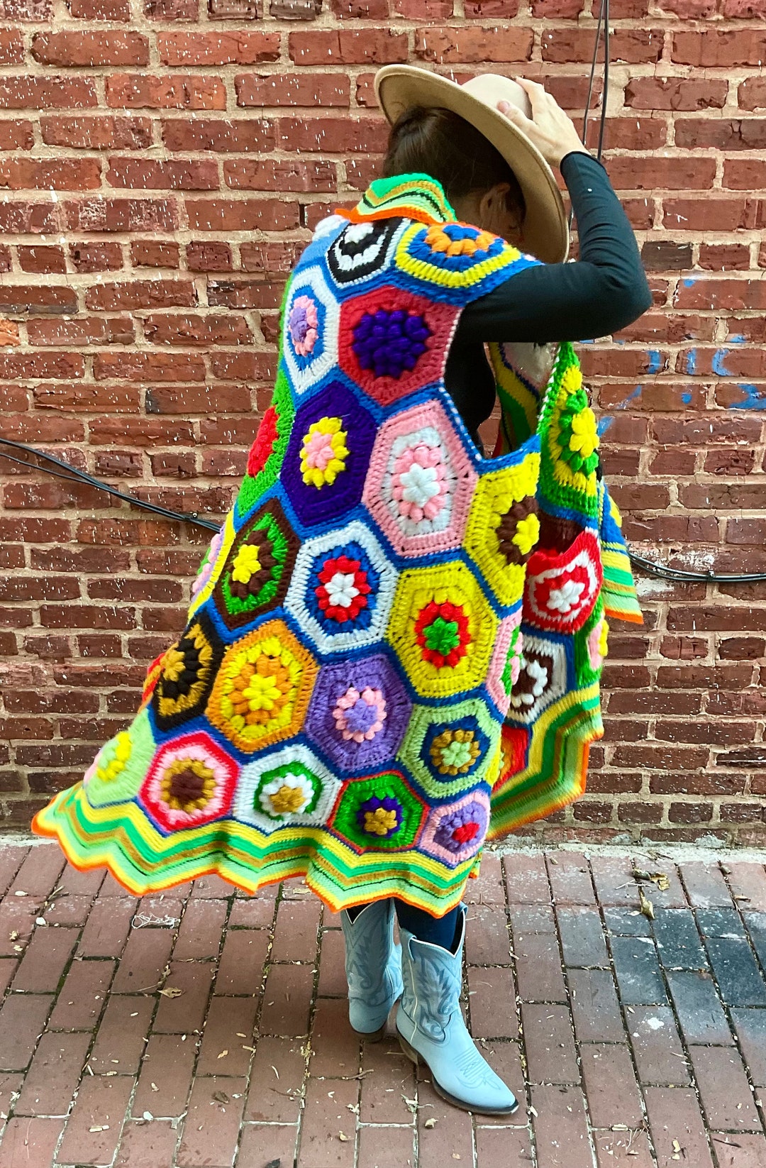 Repurposed Vintage Granny Square Afghan Quilt Handmade Sweater Coat - Etsy