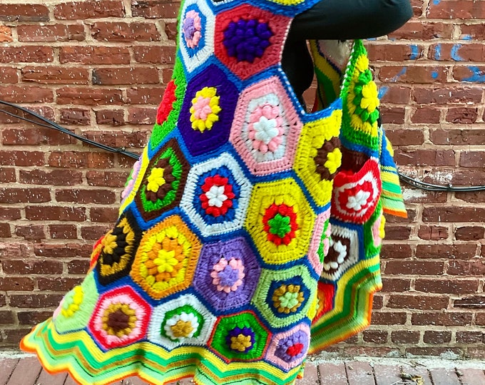 Repurposed Vintage Granny Square Afghan Quilt Handmade Sweater Coat - Etsy