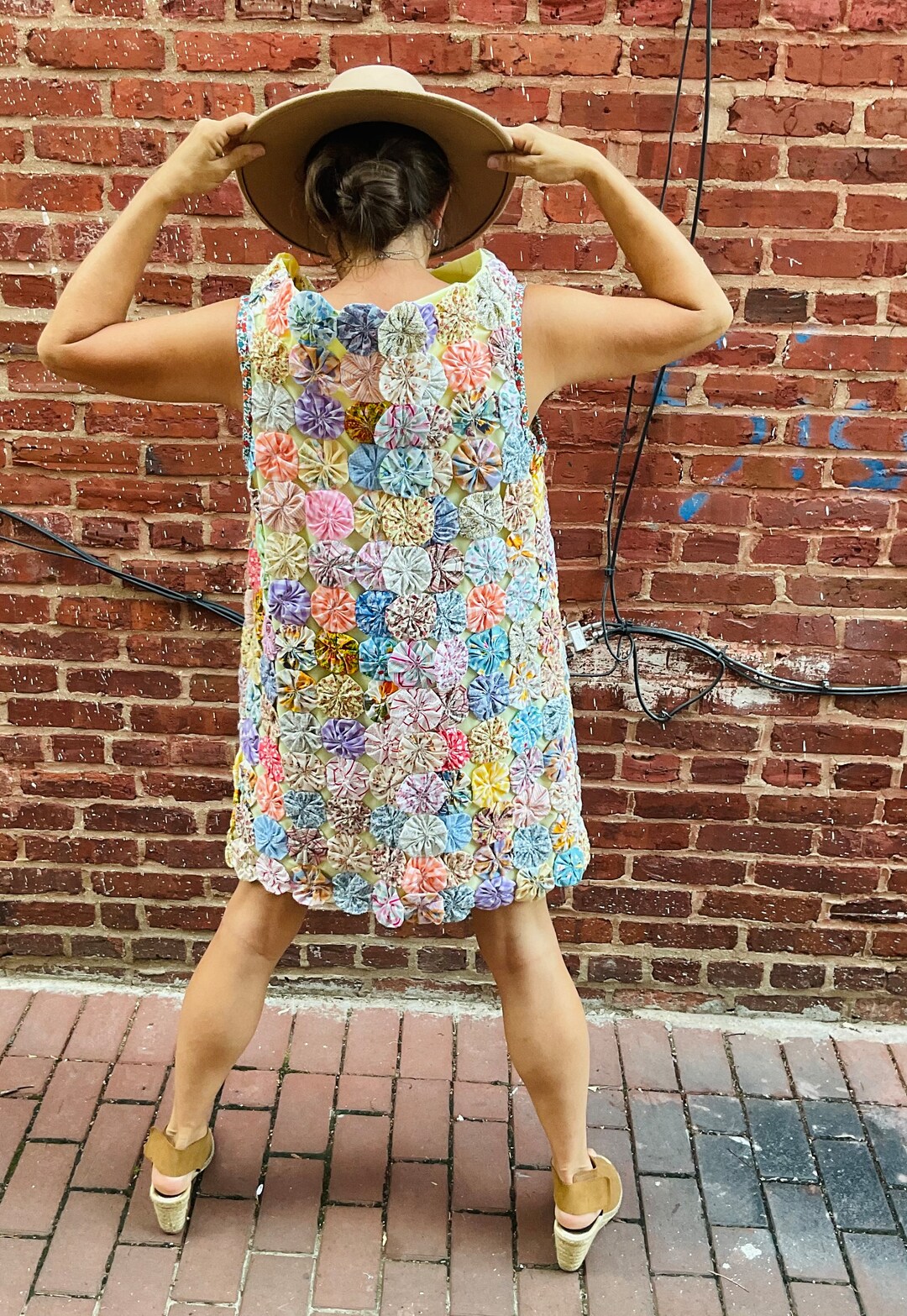 Handmade Vintage Patchwork Quilt Top Stand-up Boat Neck A-line Zero ...